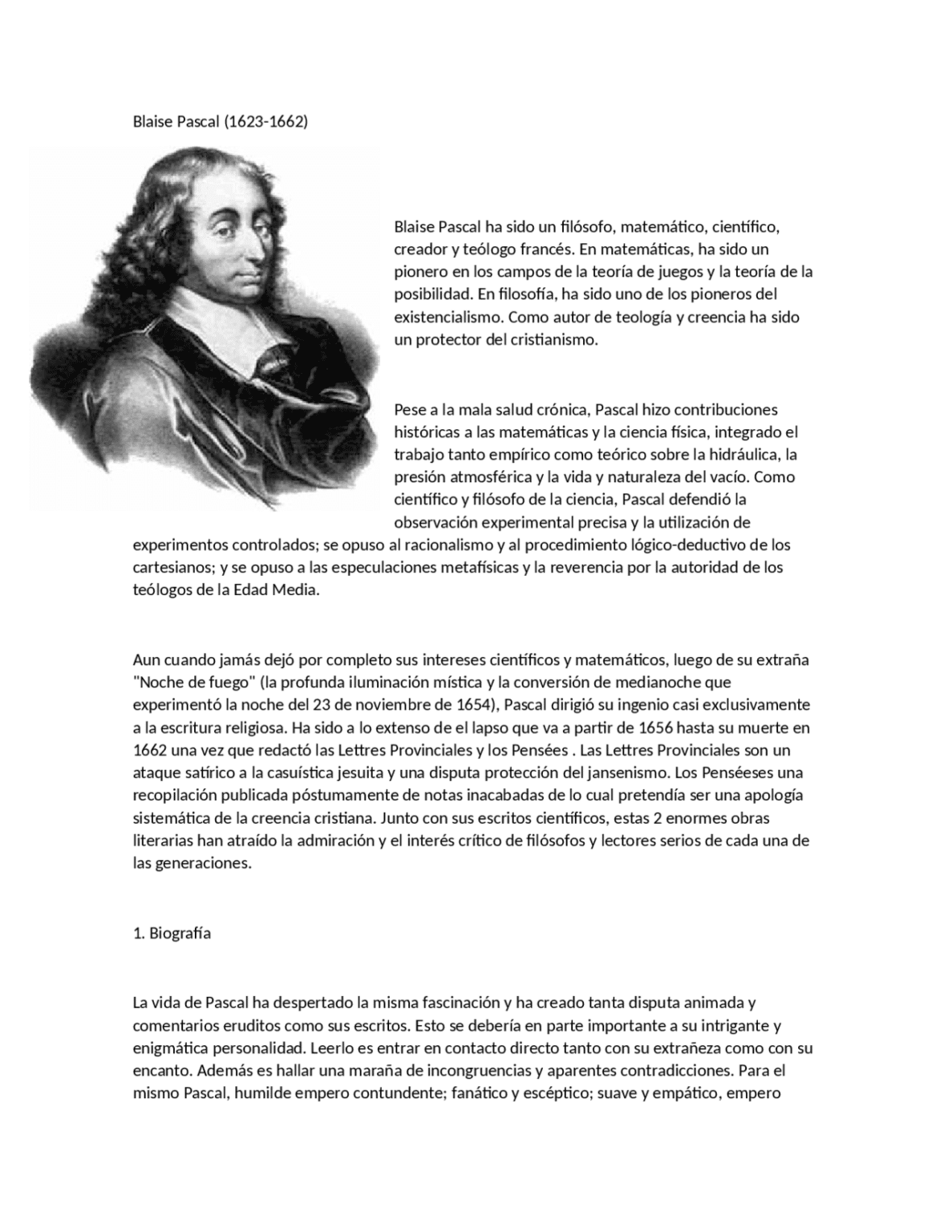 Biografia de Biografia de Pascal - Psiquismo Biografia de Biografia de Pascal - Psiquismo